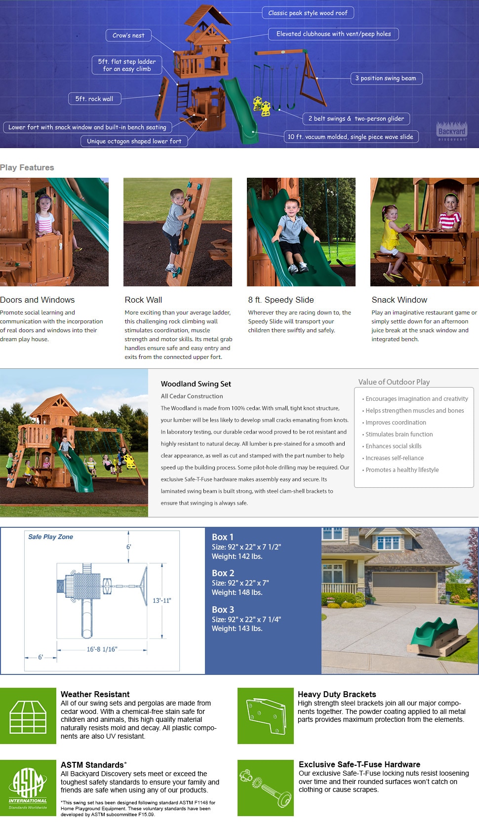 Backyard Discovery Woodland Outdoor Playground Set PlaySet w/Fort, Sun ...