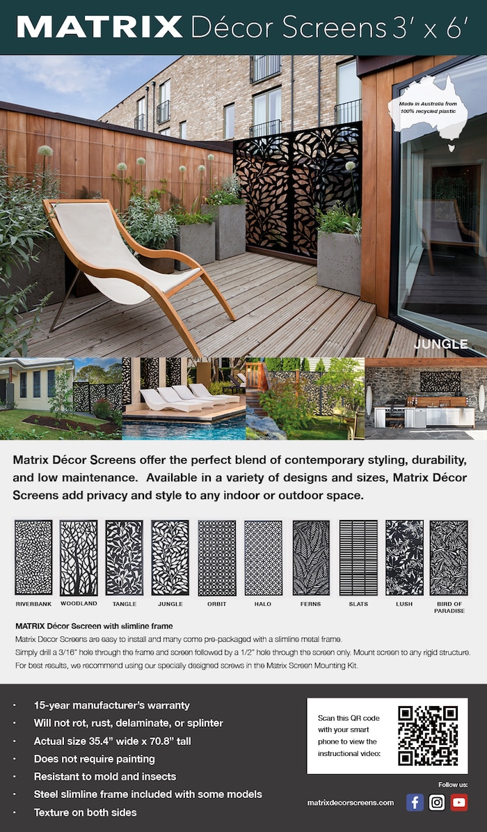 Matrix 0.3 in. x 71 in. x 2.95 ft. Jungle Decorative Fence Panel Screen ...