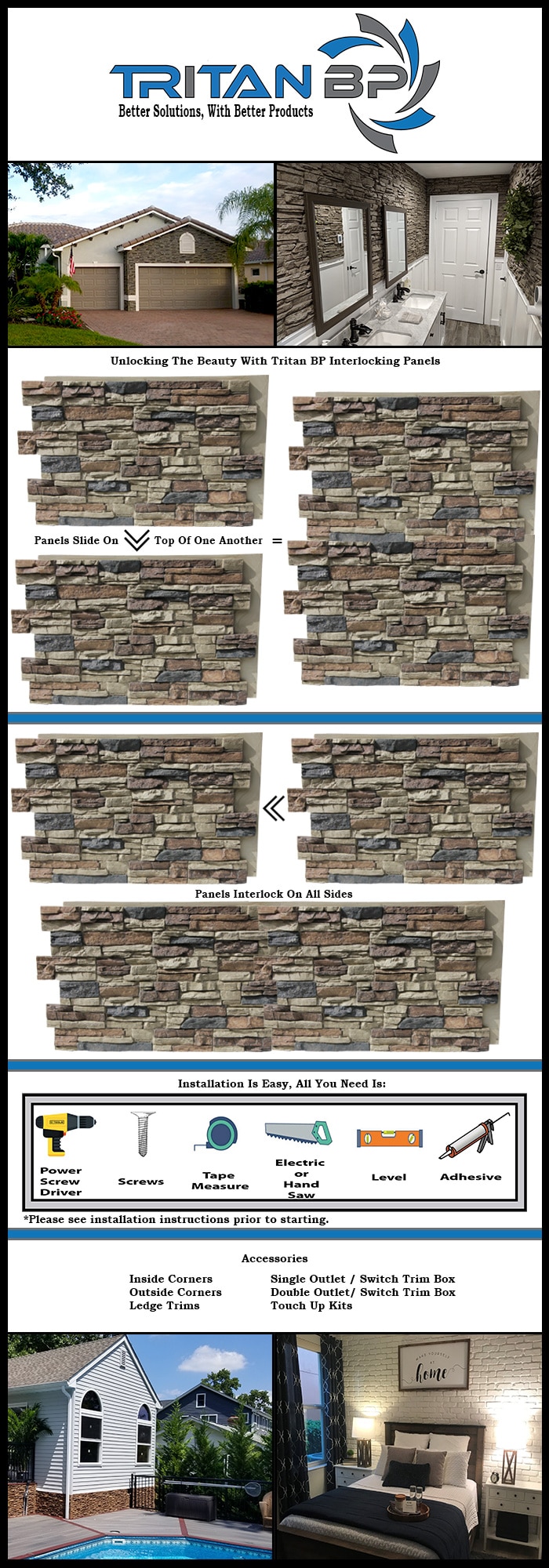 TRITAN BP Lightning Ridge 48 in. x 24 in. Class A Fire Rated Faux Stone ...