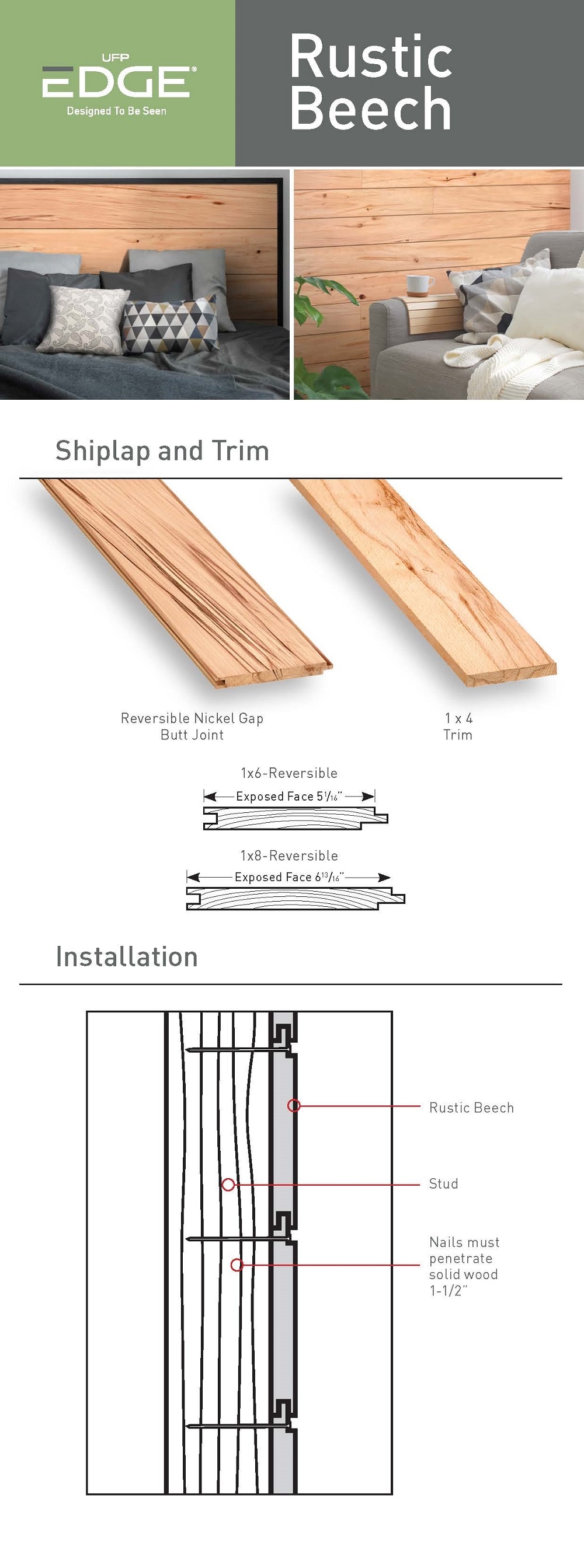 UFP-Edge 1 in. x 6 in. x 8 ft. Rustic Beech Nickel Gap Board (6-Pack ...