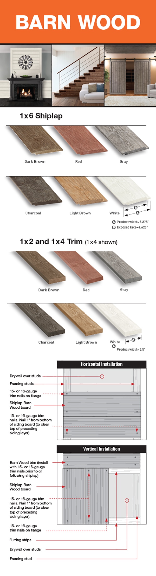 Edge 1 in. x 8 in. x 8 ft. Barn Wood Dark Brown Pine Shiplap Board (6 ...