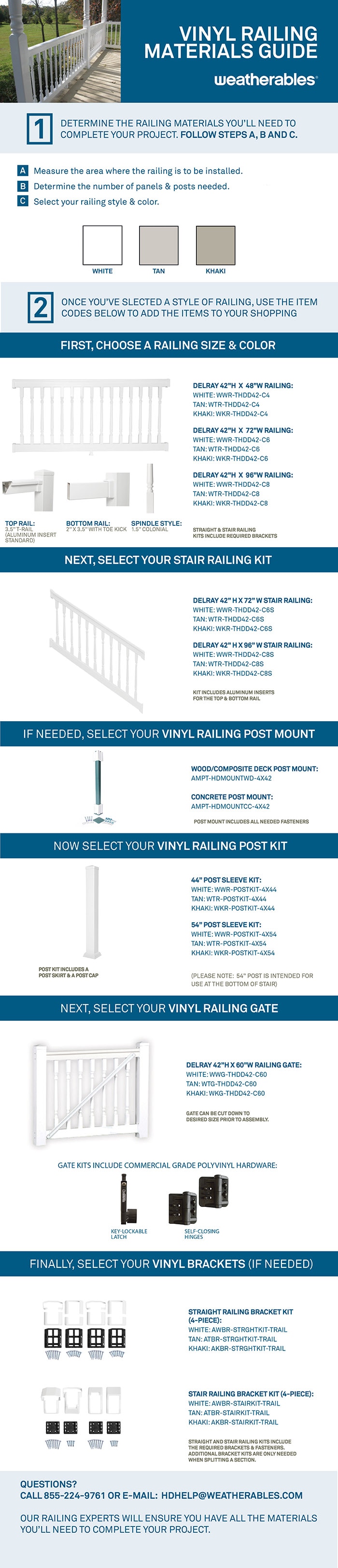 Weatherables Delray 3.5 ft. H x 6 ft. W Vinyl Khaki Railing Kit with ...