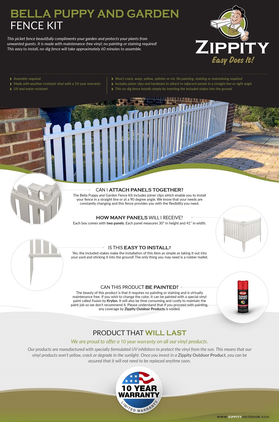 Zippity Outdoor Products Bella Puppy and Garden 2.5 ft. x 3.4 ft. White ...