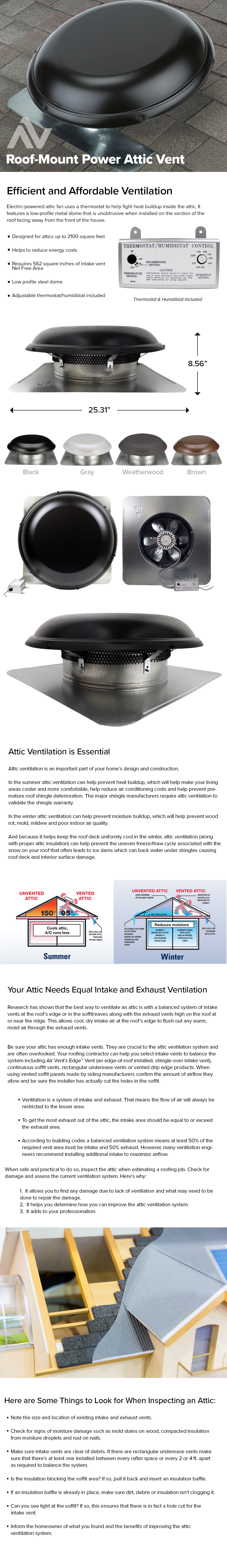 Air Vent 1500 CFM Gray Power Roof Mount Attic Ventilator ASRHPML - The ...