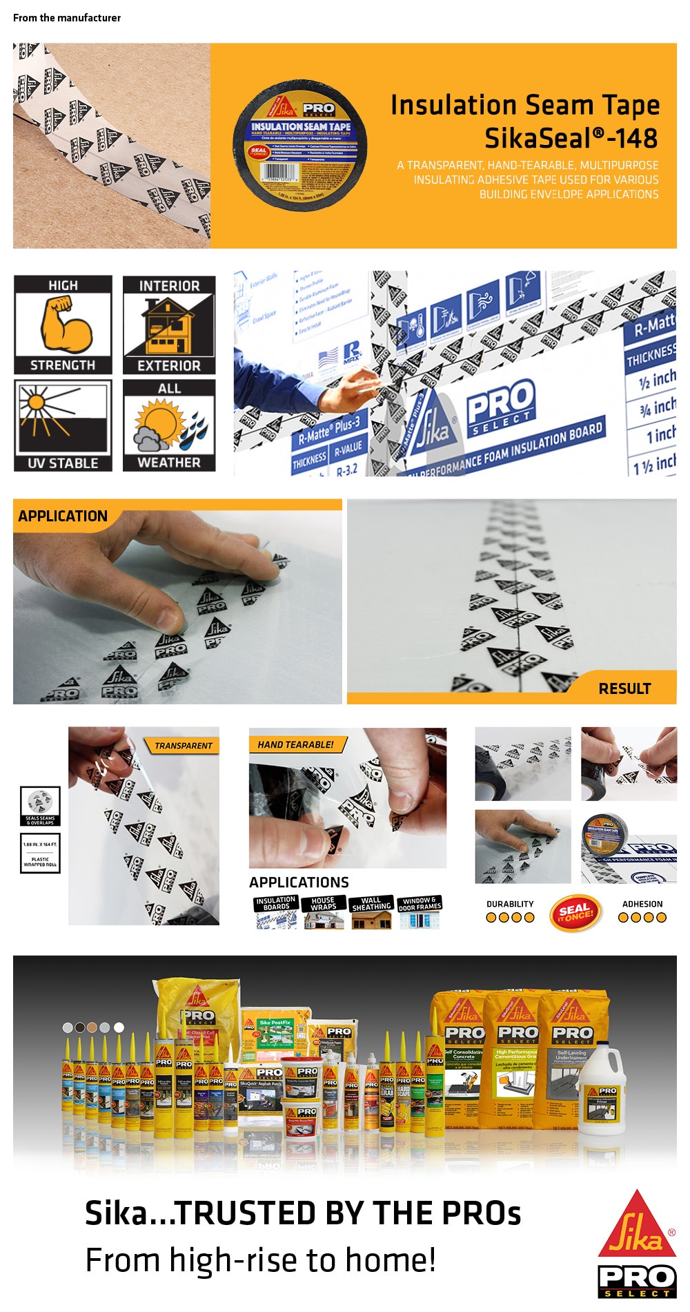 Sika 1.88 in. x 164 ft. Clear, Hand Tearable, Multipurpose Insulation ...