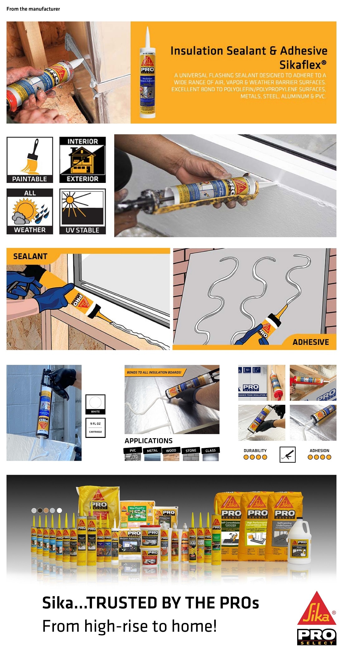 Sika 9 fl. oz. Sikaflex Insulation Universal Flashing Sealant and ...