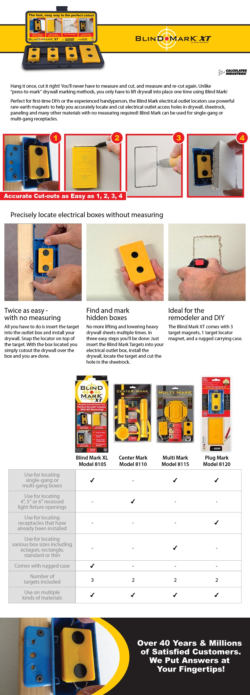 Calculated Industries Blind Mark Drywall Electrical Box Locating Tool ...