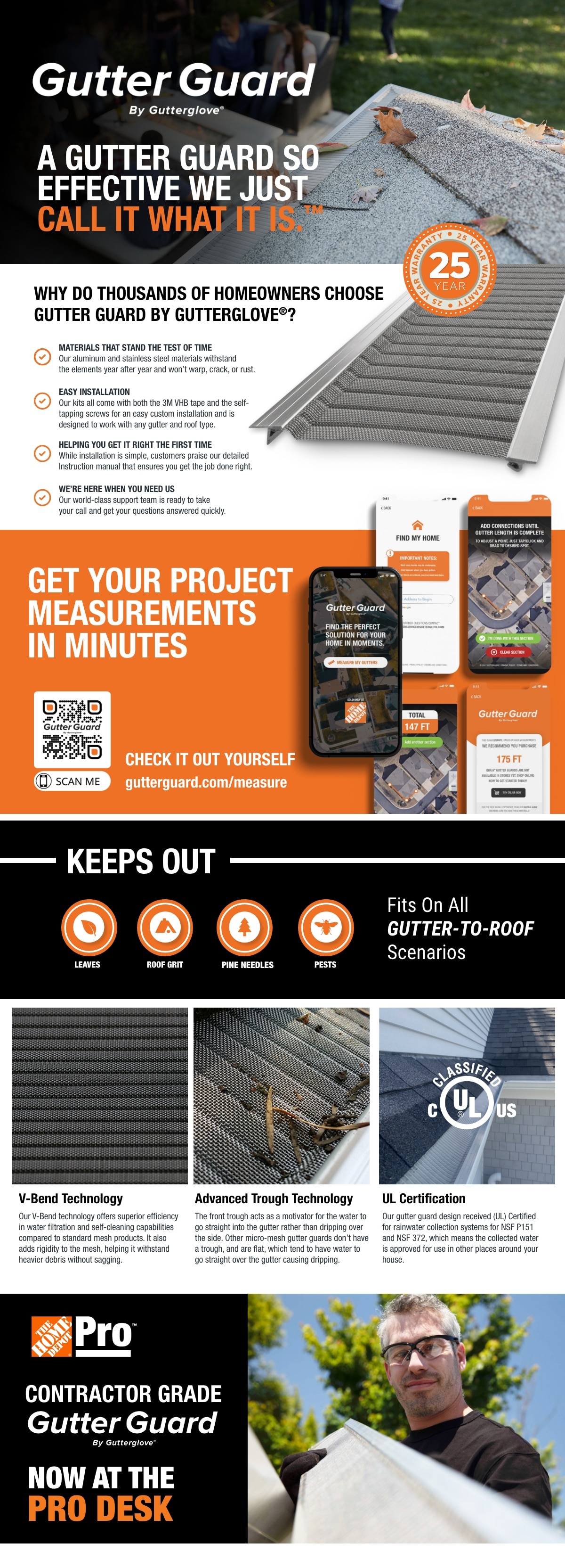 Gutter Guard by Gutterglove 11 in. Gutter Guard Brush TGGB1 - The Home ...