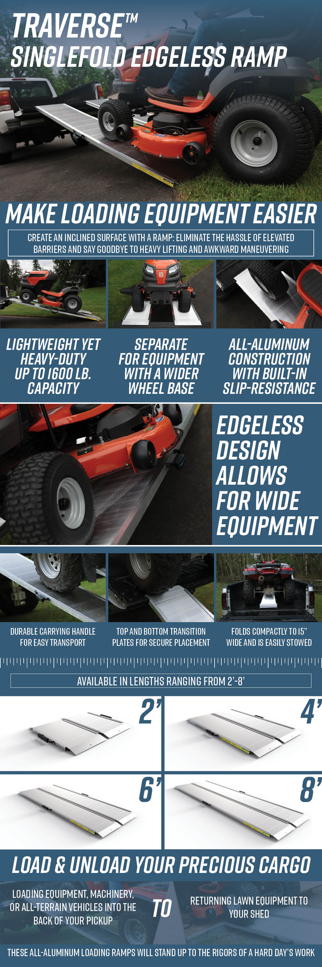 EZ-ACCESS TRAVERSE 2 ft. Singlefold Edgeless Aluminum Loading Ramp ...