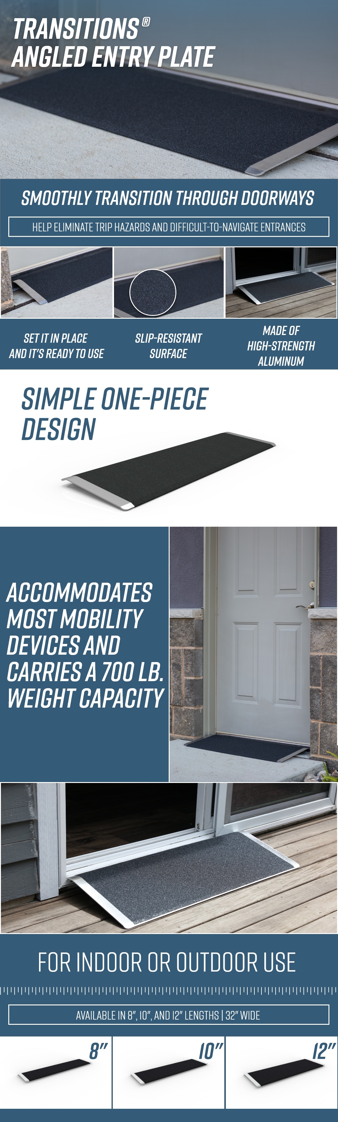EZ-ACCESS TRANSITIONS Threshold Plate with Applied Surface 12 in. L x ...