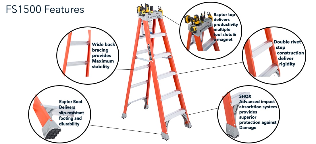 Louisville Ladder 4 ft. Fiberglass Step Ladder, 300 lbs. Load Capacity ...
