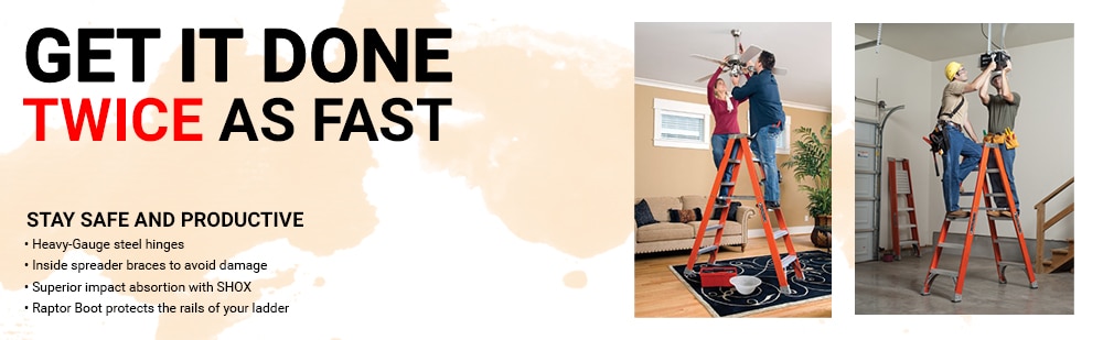 Louisville Ladder 16 ft. Fiberglass Twin Step Ladder with 375 lbs. Load ...