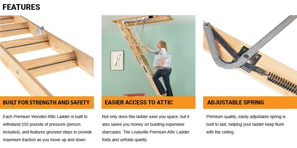 Louisville Ladder Premium Series 8 ft. - 10 ft., 22.5 in. x 54 in. Wood ...