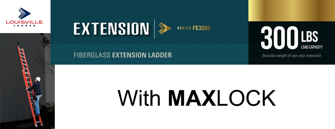 Louisville Ladder 24 ft. Fiberglass Extension Ladder with 300 lbs. Load ...