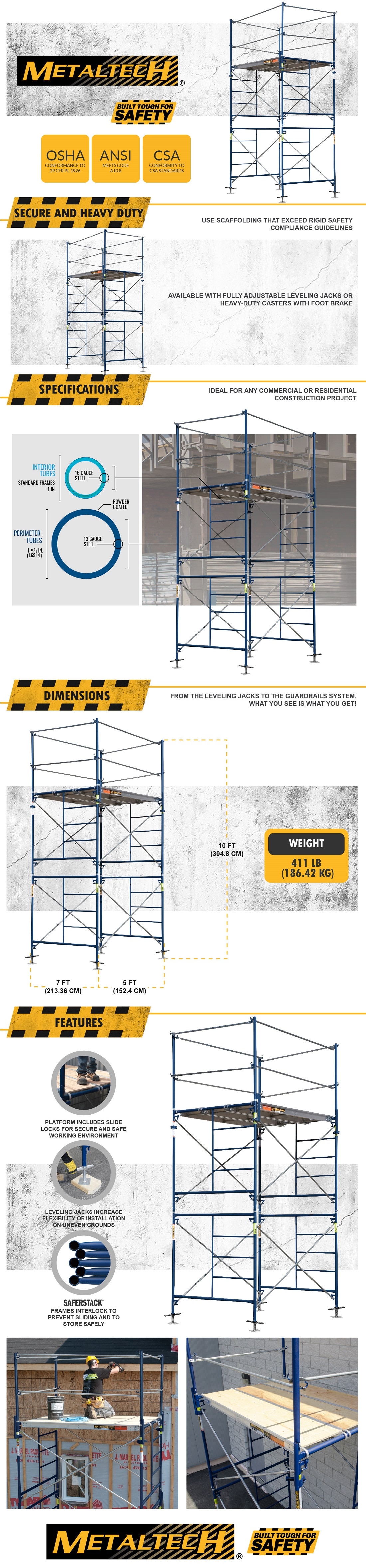 MetalTech Saferstack 2-Level Frame Fixed Set with Crossbraces ...