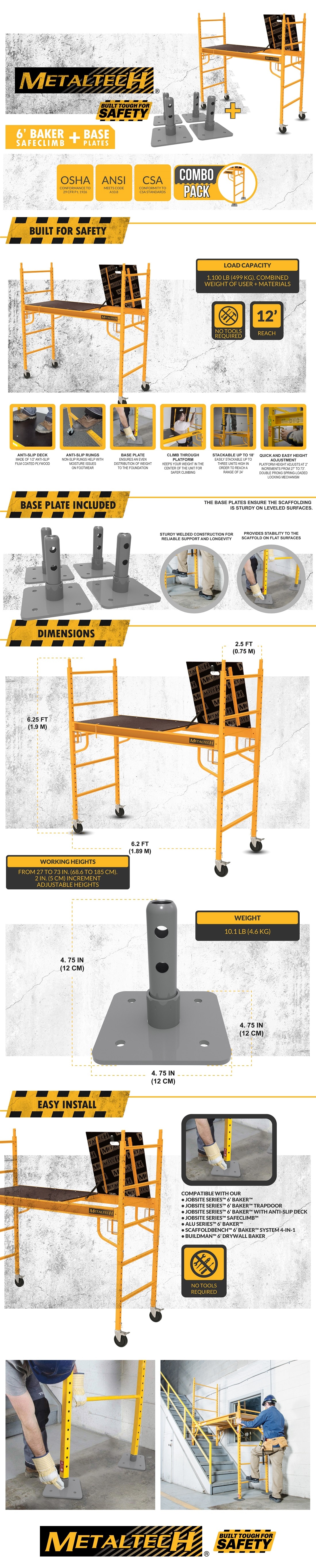 MetalTech Safeclimb Baker 6.2 ft. L x 6.25 ft. H x 2.5 ft. D Metal ...