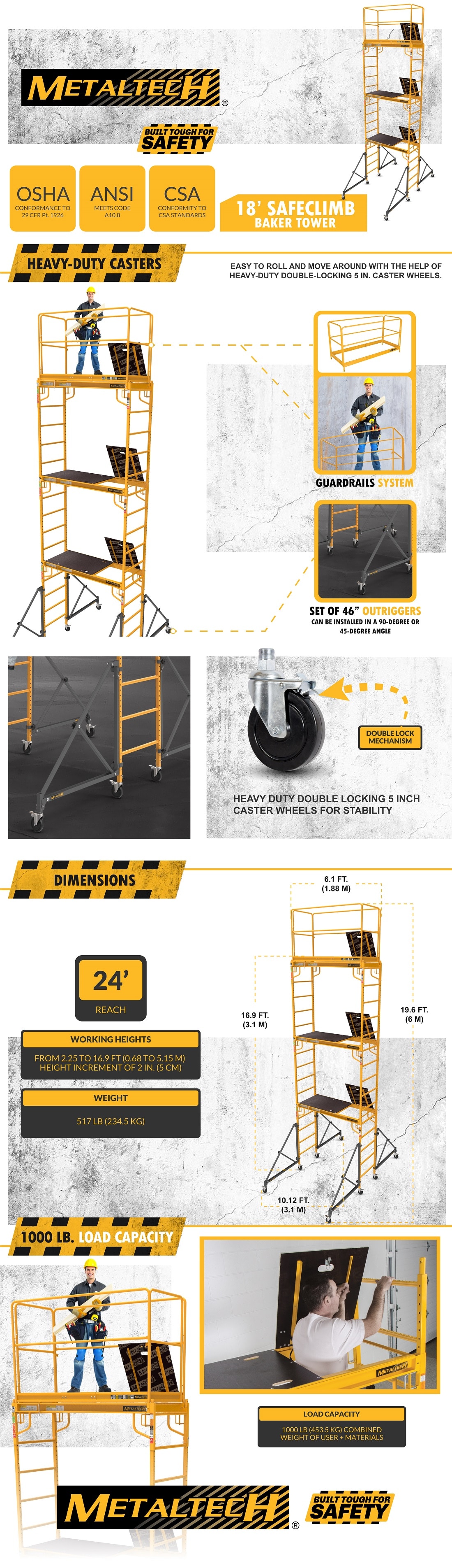 MetalTech 18 ft. Jobsite Series Mobile Baker 3-Story Rolling ...