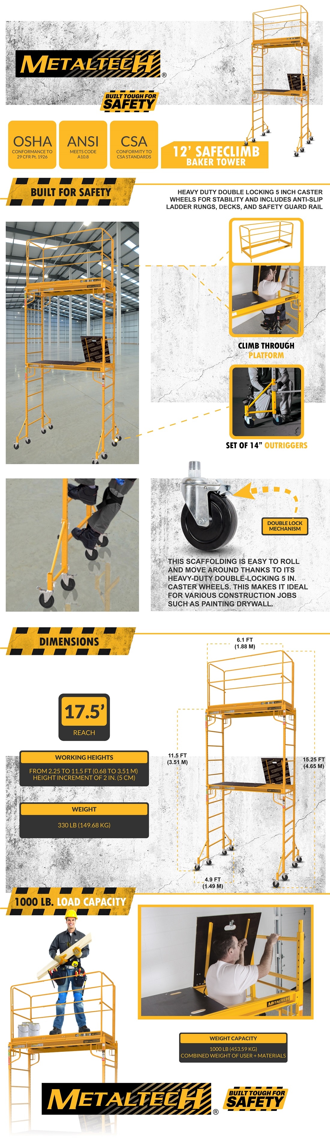 MetalTech 12 ft. Jobsite Series Mobile Baker 2-Story Rolling ...