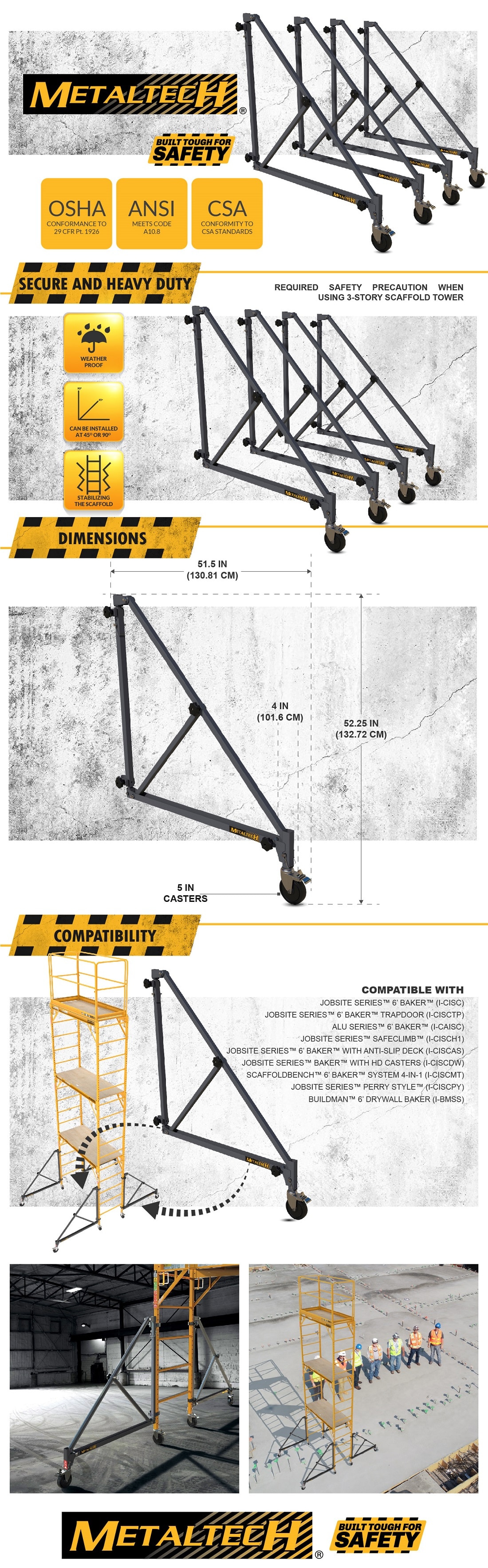 MetalTech 46-in Outrigger Set with 1000-lb Load Capacity and 5-in ...