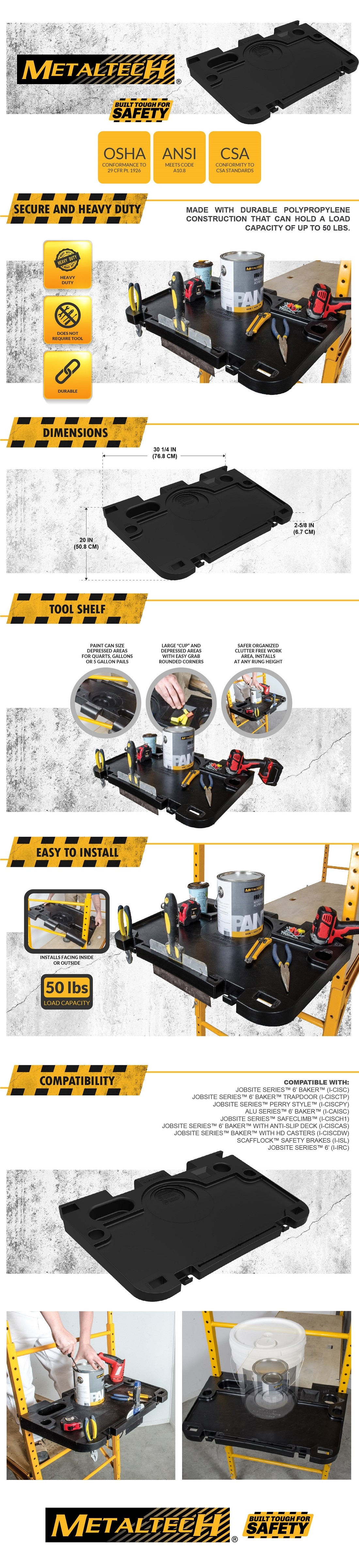 MetalTech Jobsite 30 in. x 20 in. x 3 in. Polypropylene Tool Box Tray ...