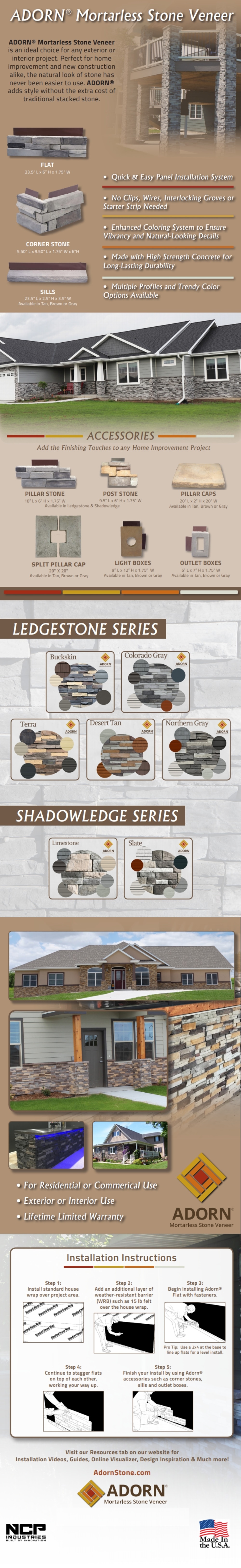 ADORN 23.5 in. x 6 in. Northern Gray Stone Veneer Siding Flats NGFLAT ...