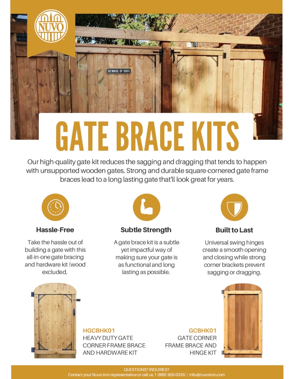 NUVO IRON Black Galvenized Steel Gate Corner Frame Brace and Hinge Kit ...