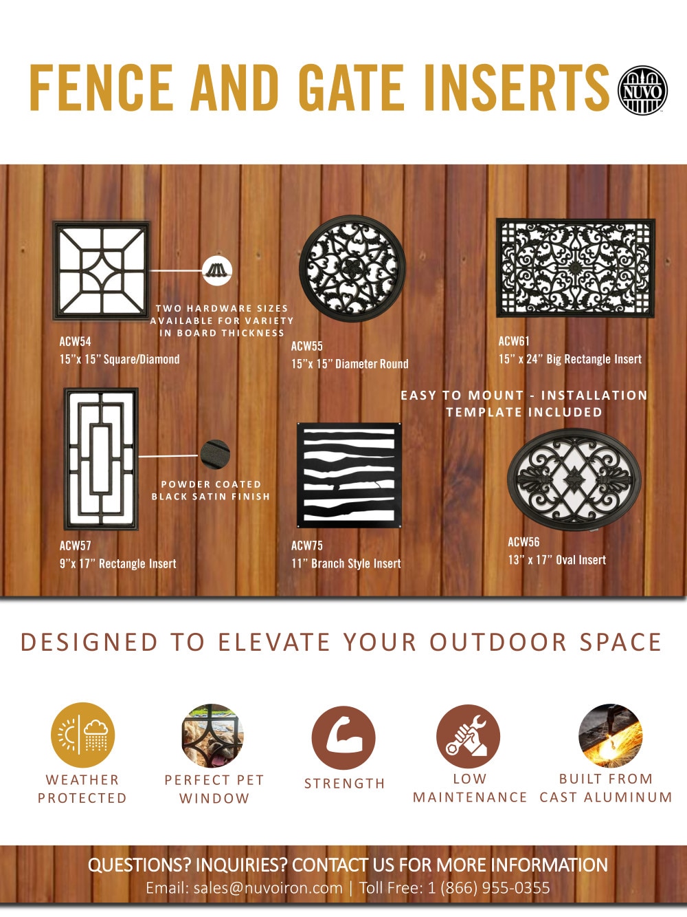 NUVO IRON 15 in. x 24 in. Black Cast Aluminum Rectangular Insert for ...