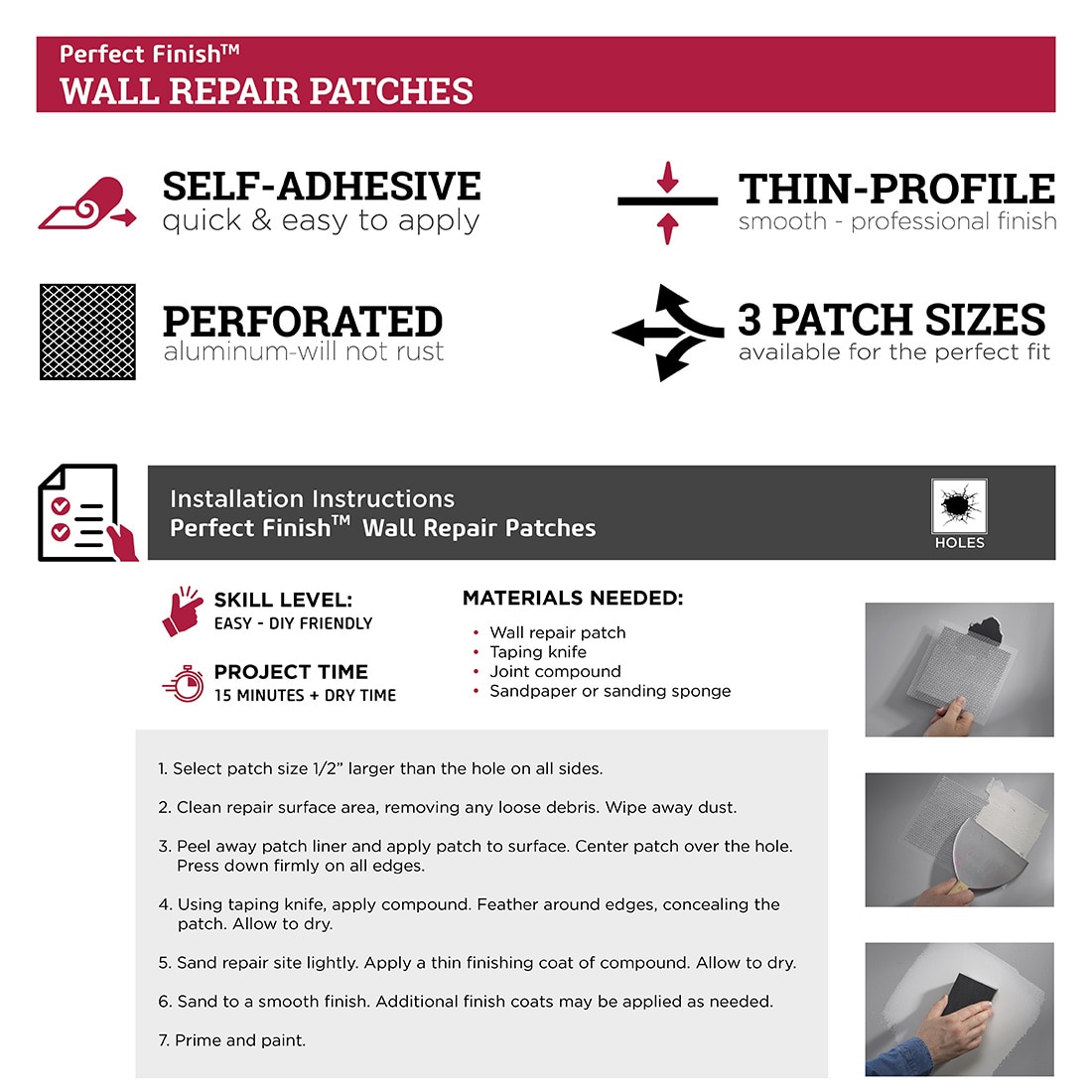 Saint-Gobain ADFORS FibaTape Perfect Finish 8 in. x 8 in. Self-Adhesive ...