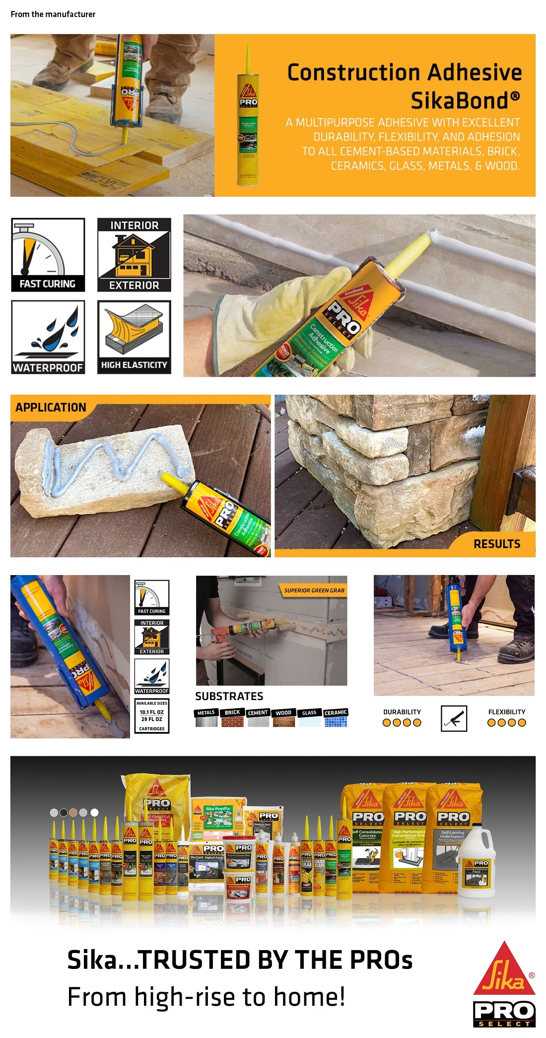 Sika 29 fl. oz. SikaBond Construction Adhesive Heavy Duty Multipurpose ...