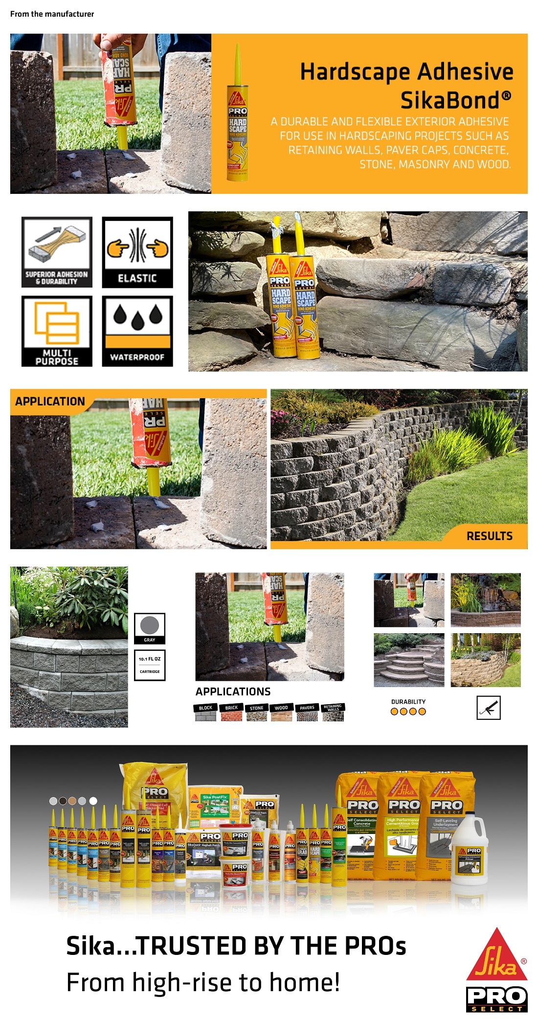 Sika 10.1 fl. oz. SikaBond Hardscape Landscape Block, Brick, Stone and ...