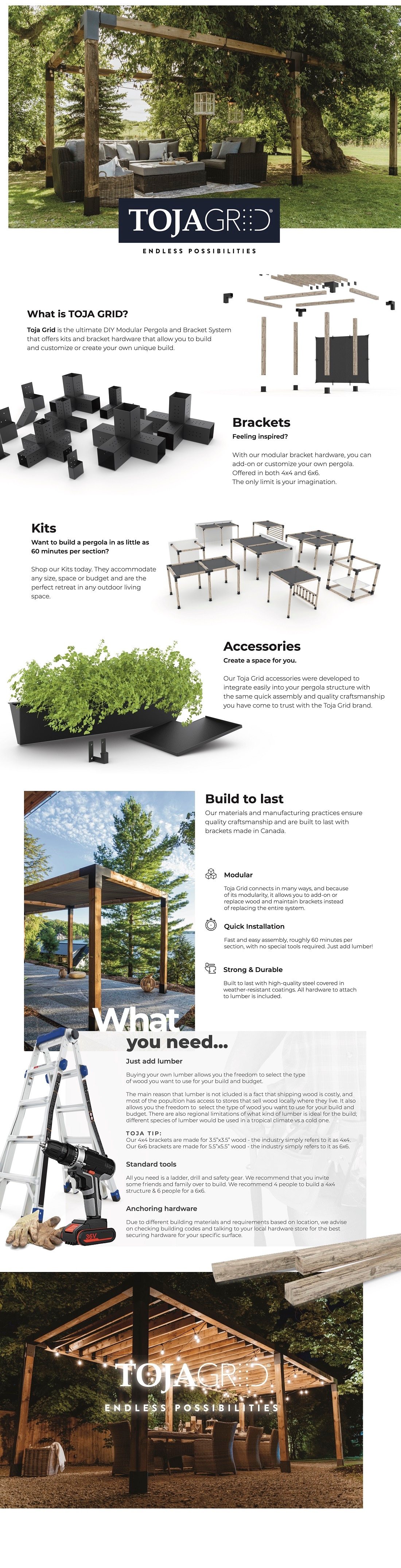 TOJA GRID Solo 30 for 4 in. x 4 in. Wood Posts (1-Pack) G02030D1MB1 ...