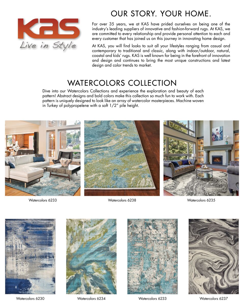 Kas Rugs Watercolors Blue Palette 5 ft. x 8 ft. Abstract Area Rug ...
