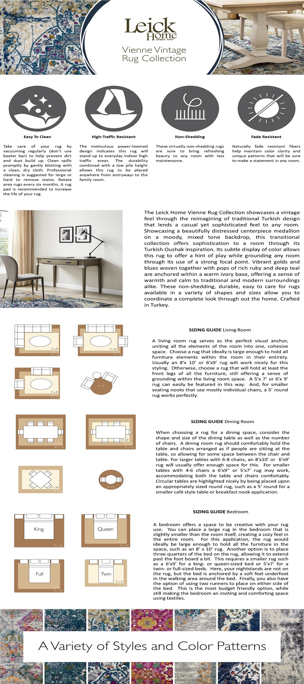 Leick Home Vienne Vintage Faded Ivory and Navy 8 ft. x 10 ft. Medallion ...