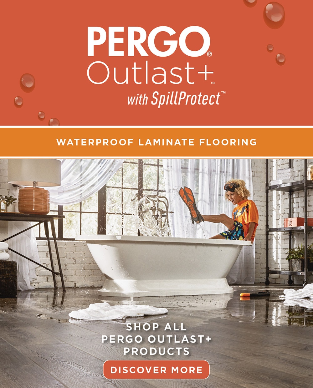 Pergo Outlast+ Waterproof Sandy Cove Oak 10 mm T x 7.48 in. W x 47.24 ...