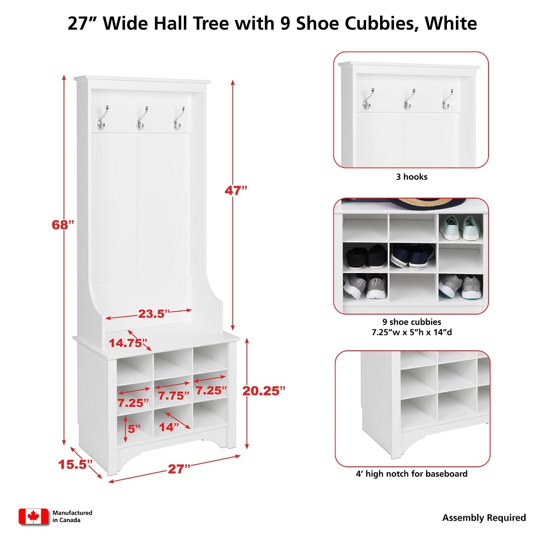 Prepac 68 in. H x 27 in. W White Engineered Wood Shoe Storage Cabinet ...