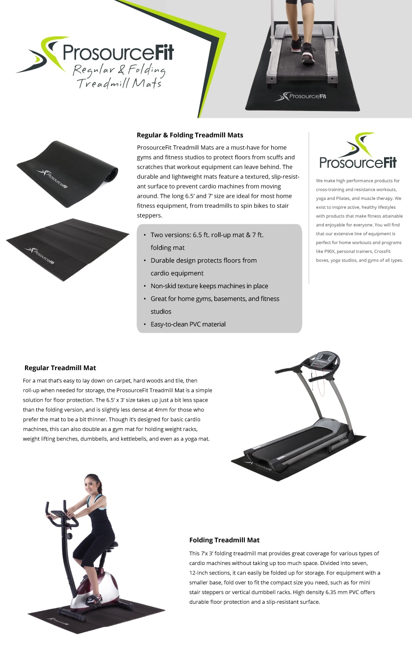 PROSOURCEFIT Treadmill Mat 5/32 in. x 36 in. x 84 in. Black Heavy-Duty ...