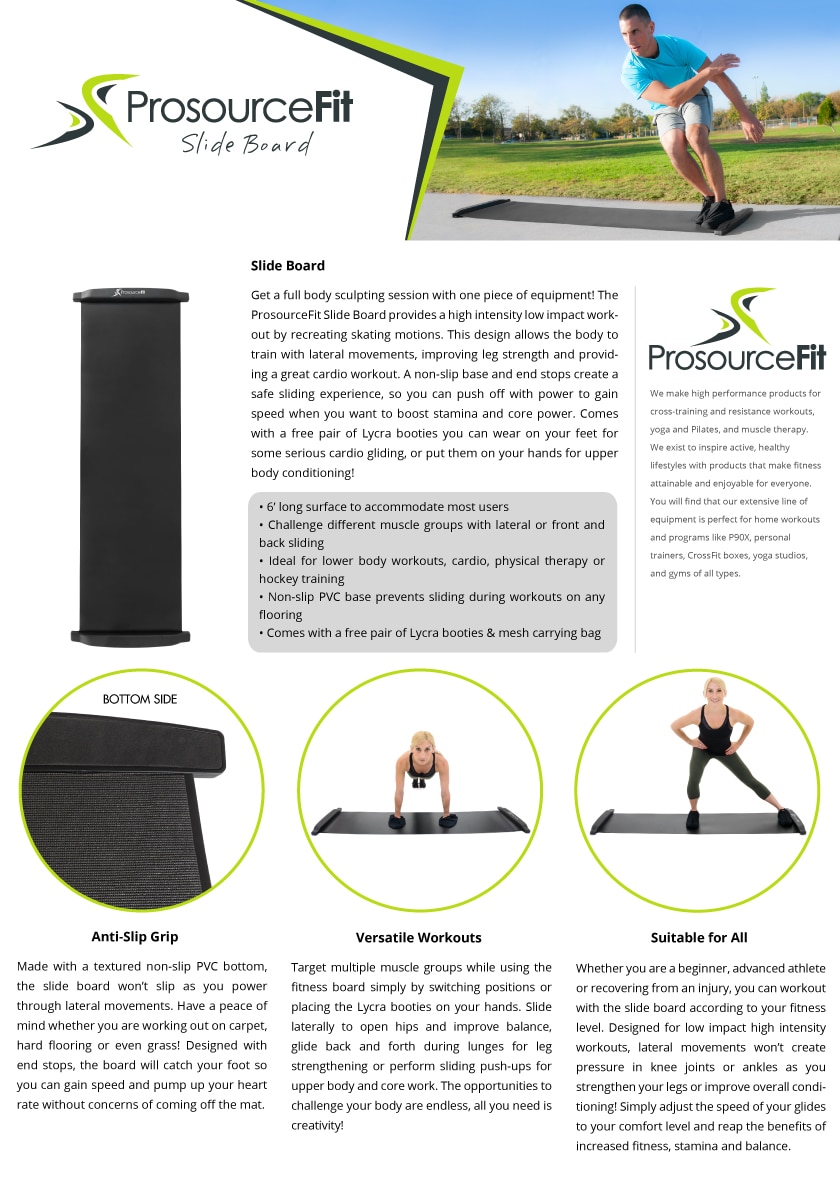 PROSOURCEFIT Black 72 in. x 20 in. Non-Slip PVC Exercise Slide Board ...