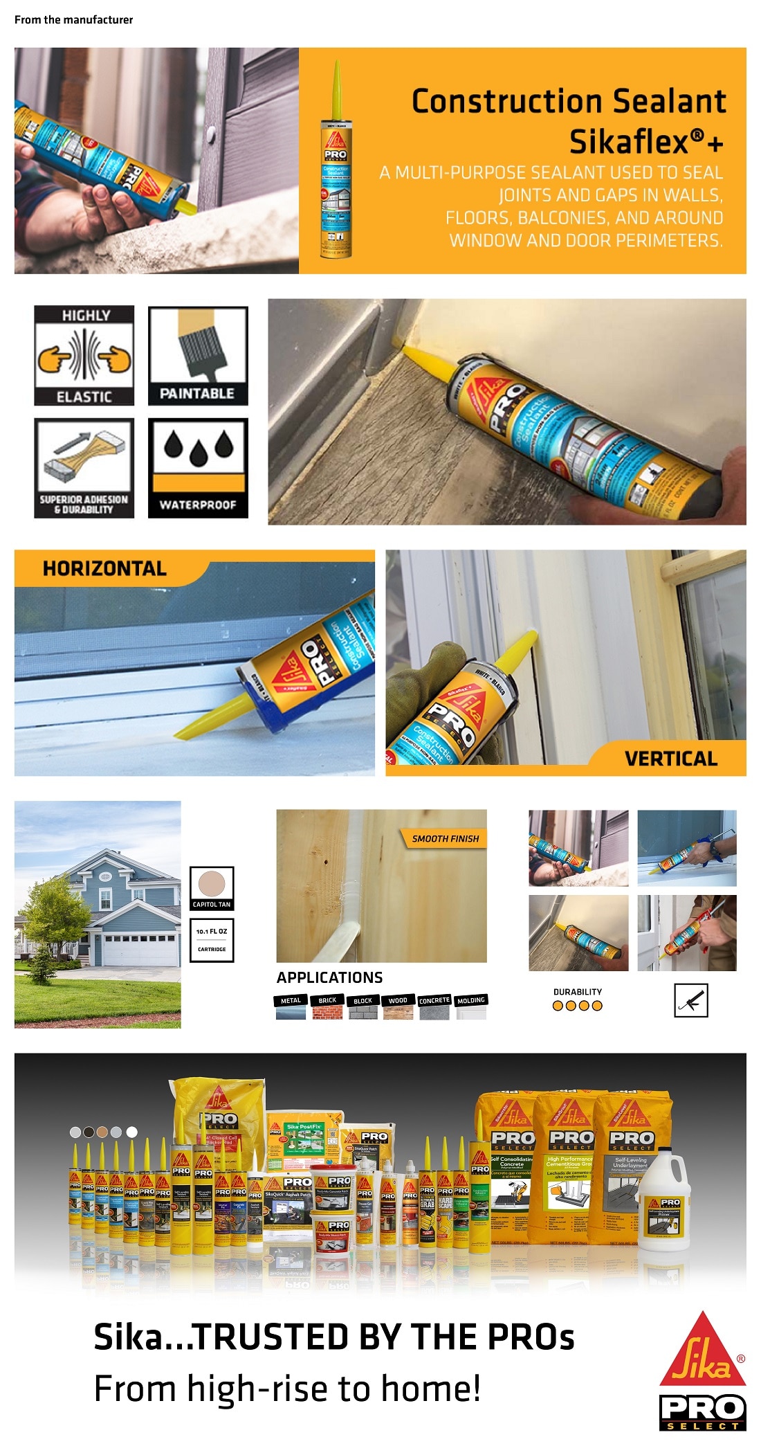 Sika 10.1 fl. oz. Sikaflex All Purpose Non-Sag Construction Sealant ...