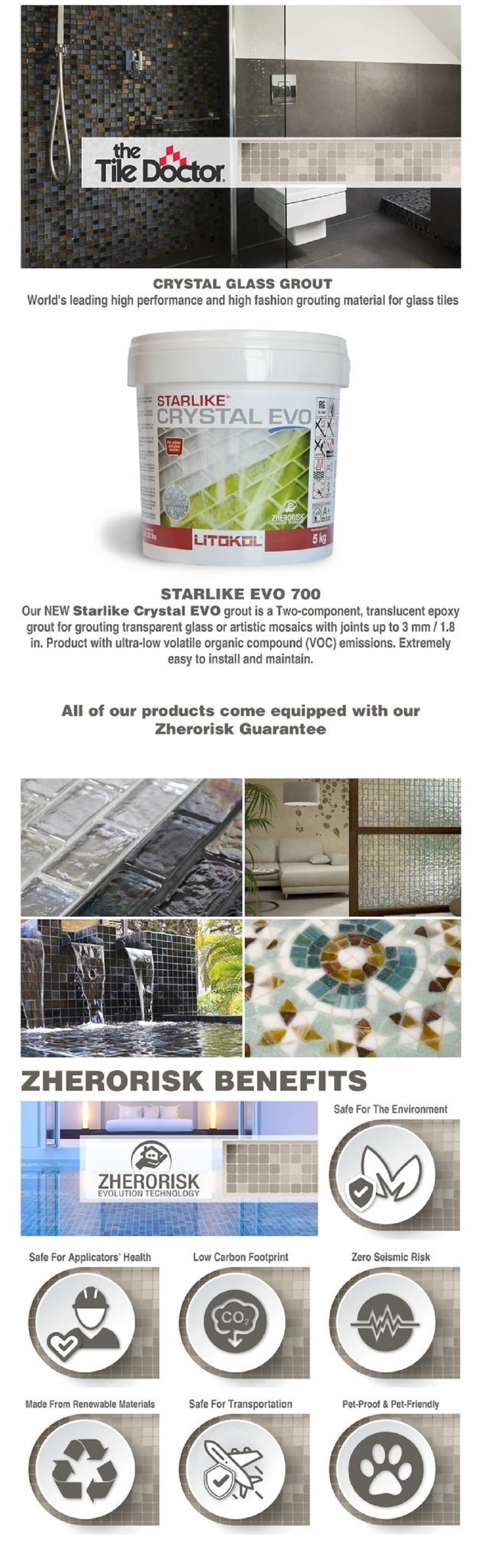 The Tile Doctor Starlike Crystal EVO 700 5.5 lb. Translucent Glass Tile ...