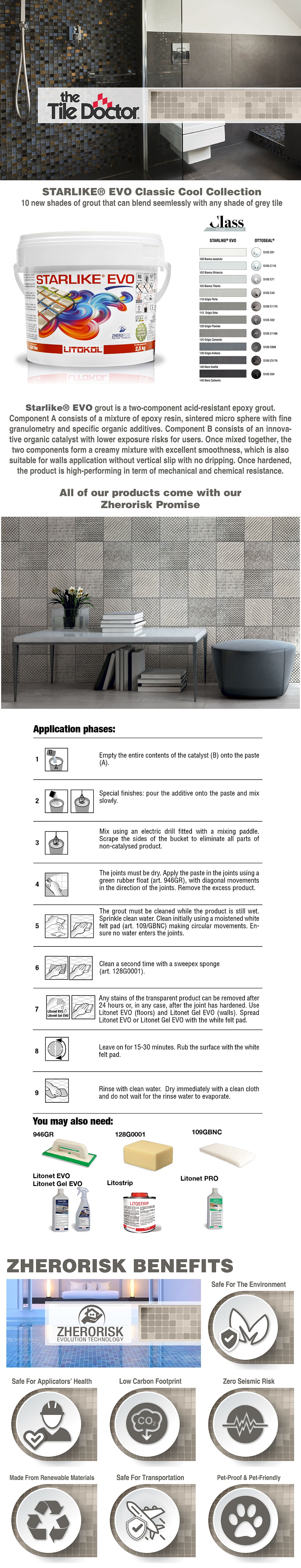 The Tile Doctor Starlike EVO Epoxy Grout 110 Grigio Perla Classic ...