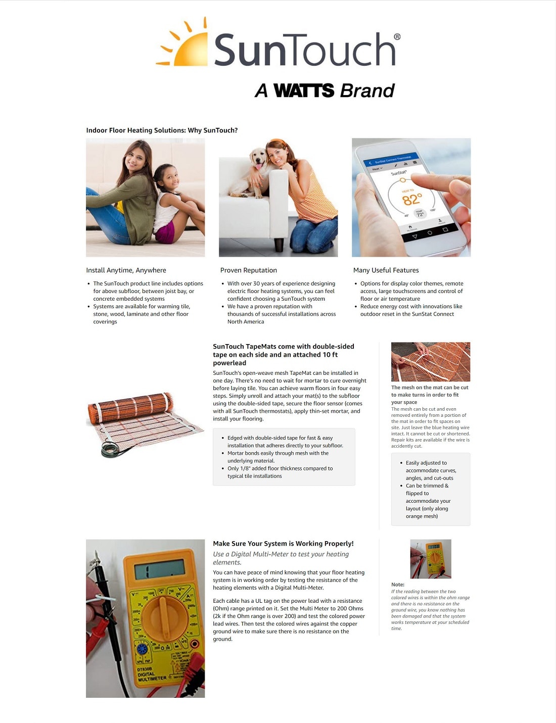 SunTouch Floor Warming 10 ft. x 30 in. 120-Volt Radiant Floor Heating ...