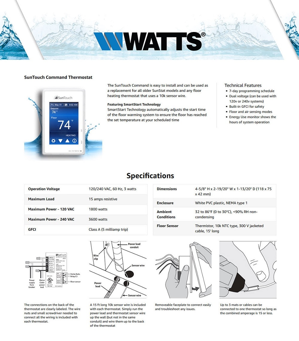 SunTouch Floor Warming SunStat Command Programmable Radiant Floor ...