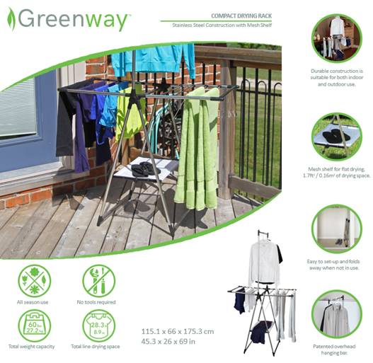 Greenway Stainless Steel Indoor/Outdoor Compact Drying Center with Mesh ...