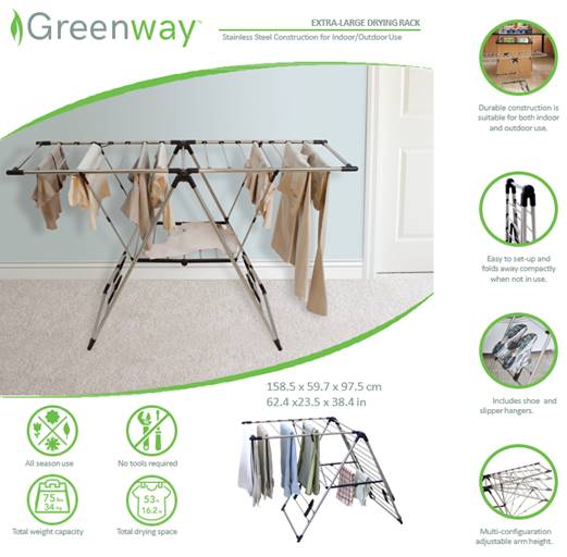 Greenway Stainless Steel Indoor/Outdoor X-Large Drying Center with Bar ...