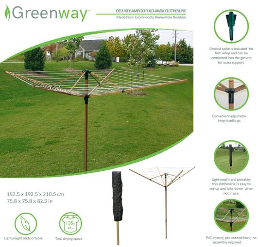 Greenway Large Outdoor Bamboo Rotary Clothesline GCL9FAB - The Home Depot