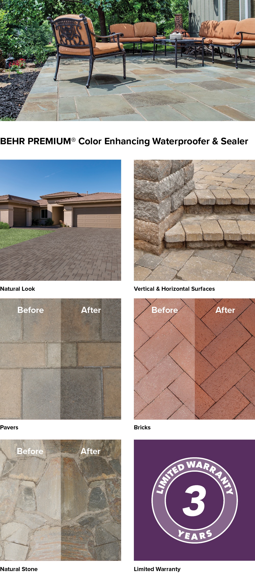BEHR PREMIUM 1 gal. Color Enhancing Penetrating Clear Concrete Sealer ...