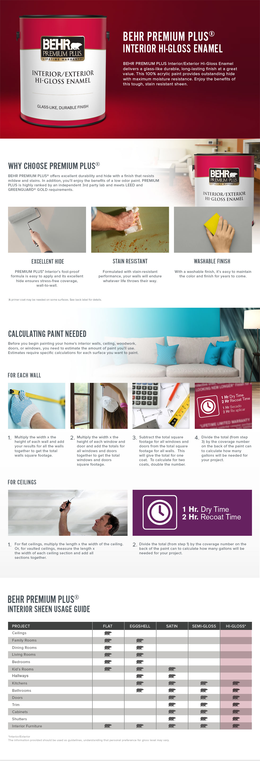 BEHR PREMIUM PLUS 1 qt. Ultra Pure White Hi-Gloss Enamel Interior ...