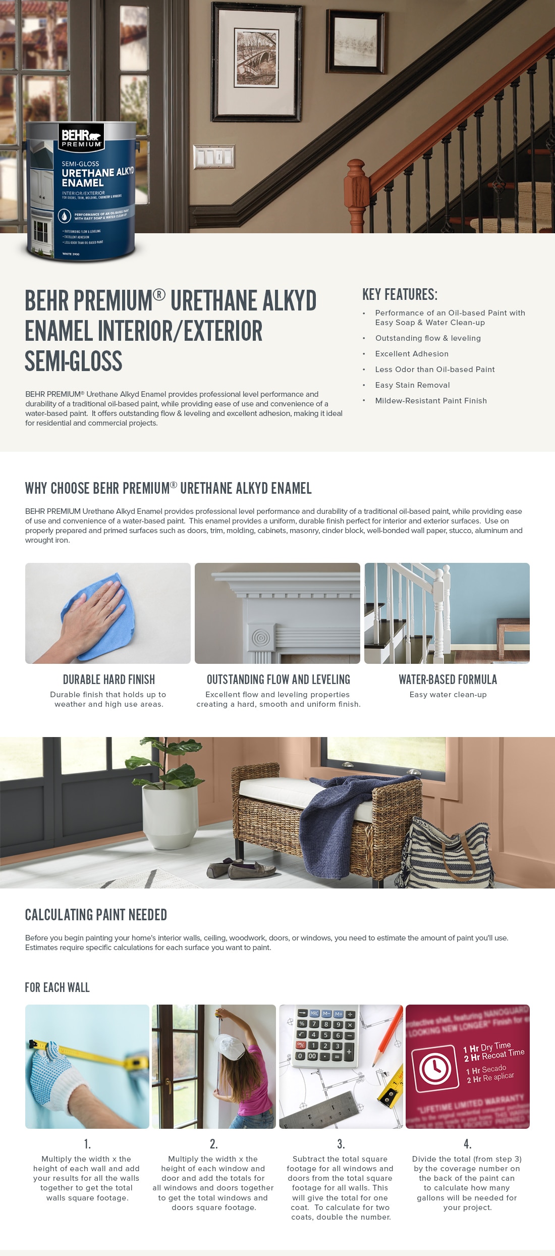 BEHR PREMIUM 1 gal. White Urethane Alkyd Semi-Gloss Enamel Interior ...