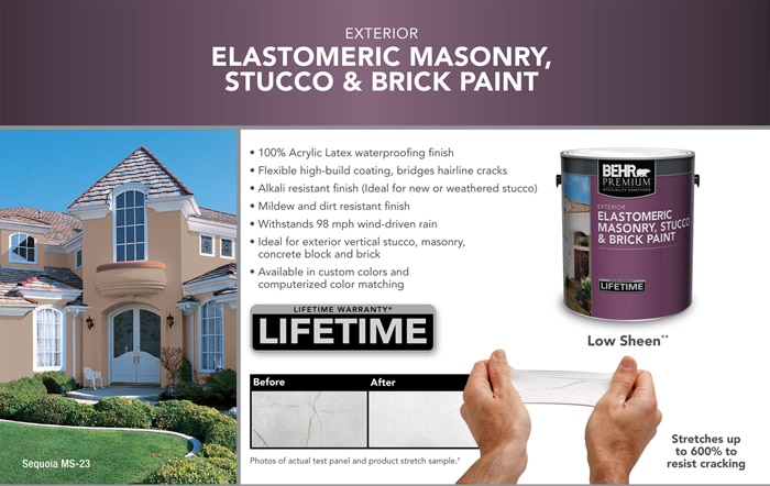 BEHR PREMIUM 1 gal. Elastomeric Masonry, Stucco and Brick Exterior ...