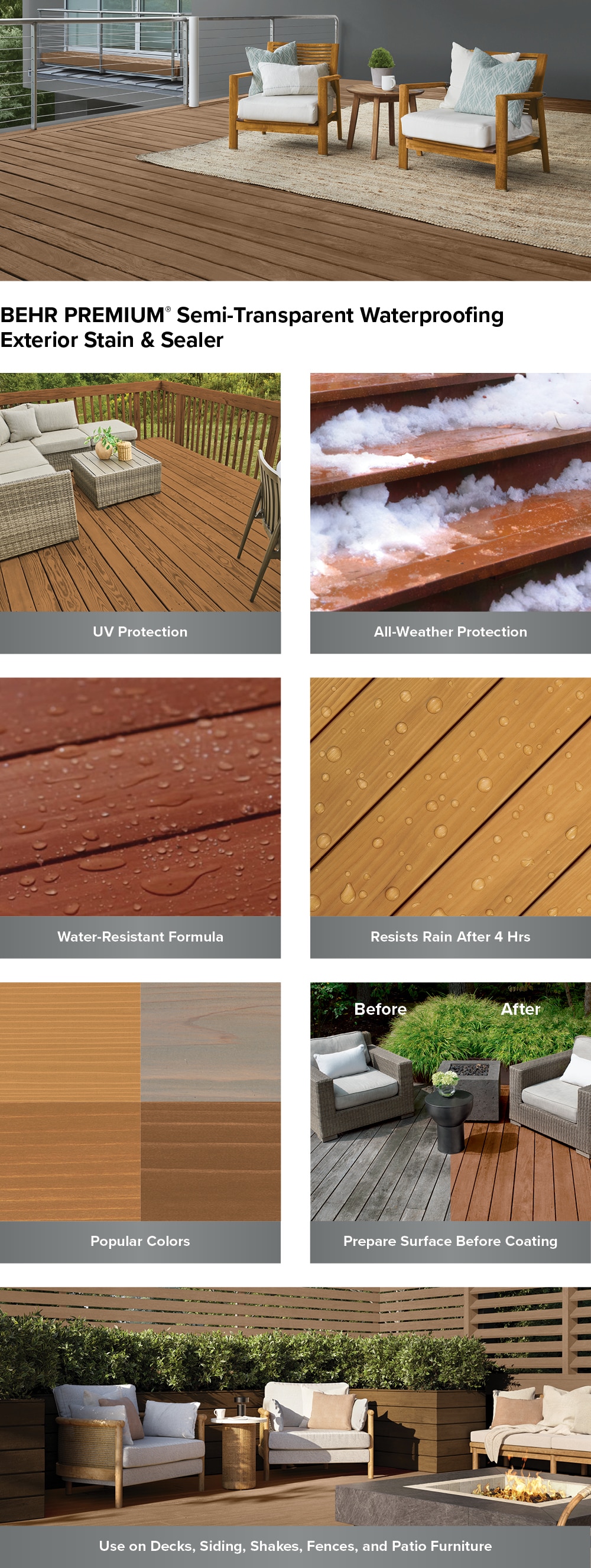 BEHR PREMIUM 1 gal. #ST-240 Autumn Trail Semi-Transparent Waterproofing ...